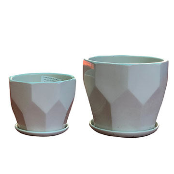 Buy White Glazy Poly Plant Pot In UAE - Buy Outdoor White Glazed Poly ...